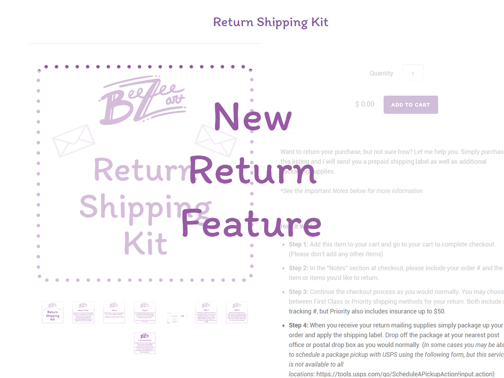 New Return Feature: Return Shipping Kit – BeeZeeArt