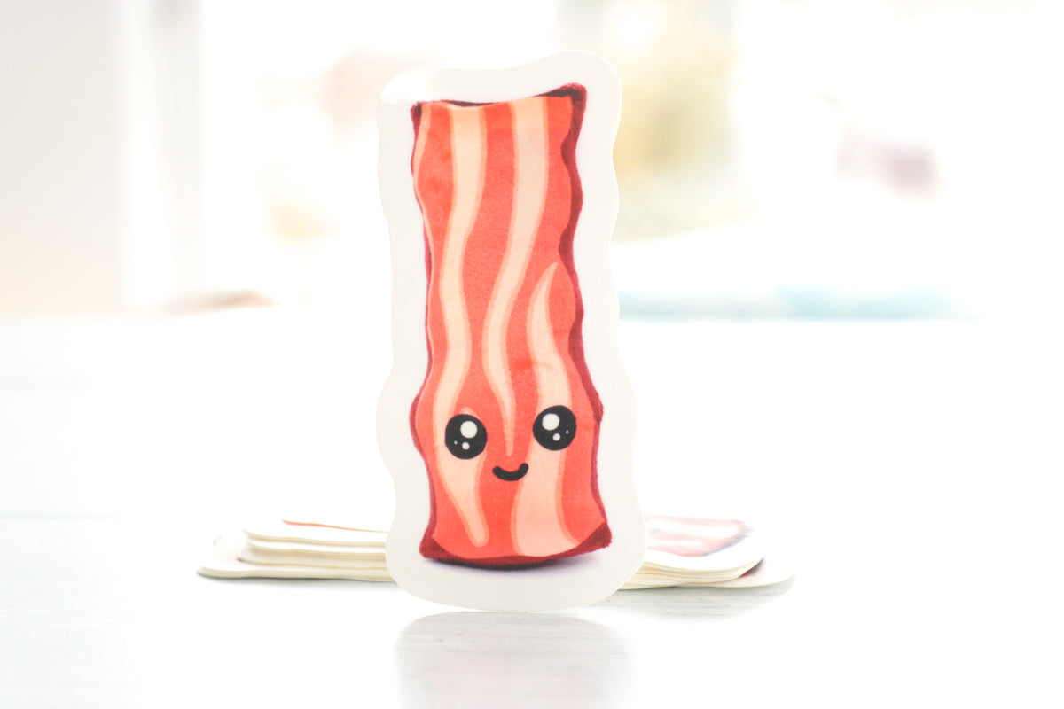 Happy Bacon Plush Sticker - Glossy Vinyl Sticker - 1.6 x 3.1 Inches ...